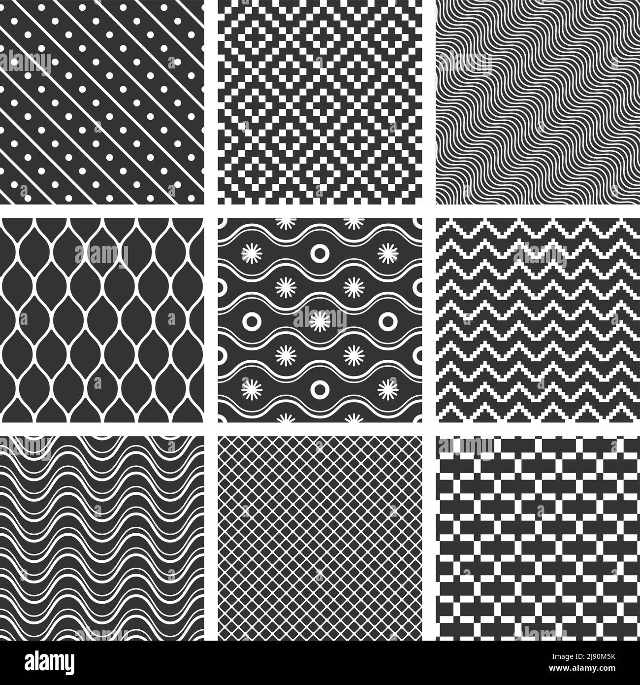 Set Of Monochrome Geometric Seamless Patterns Textures Stock Vector Image And Art Alamy
