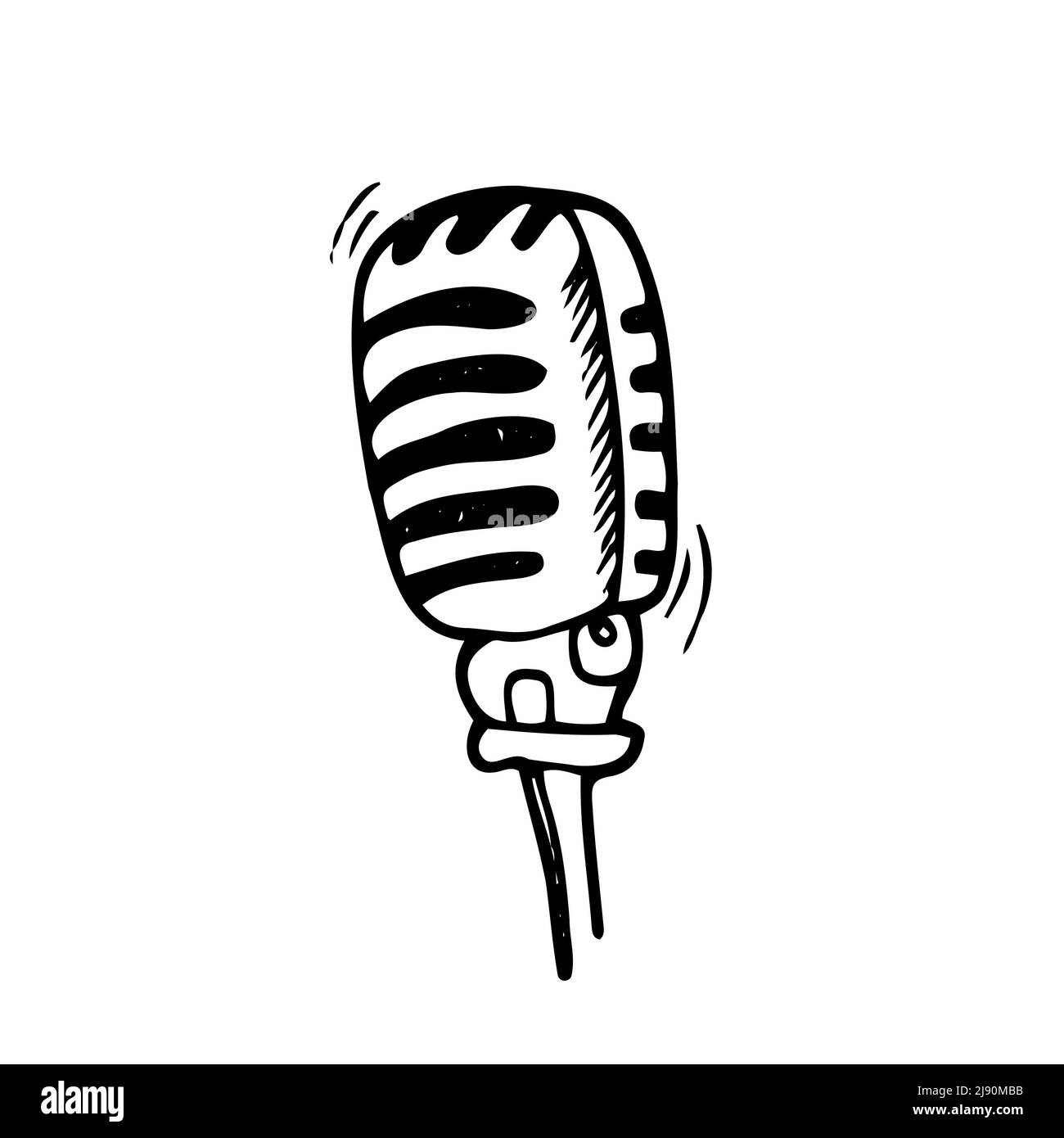 Microphone icon vector Doodle illustration. Linear image of the ...