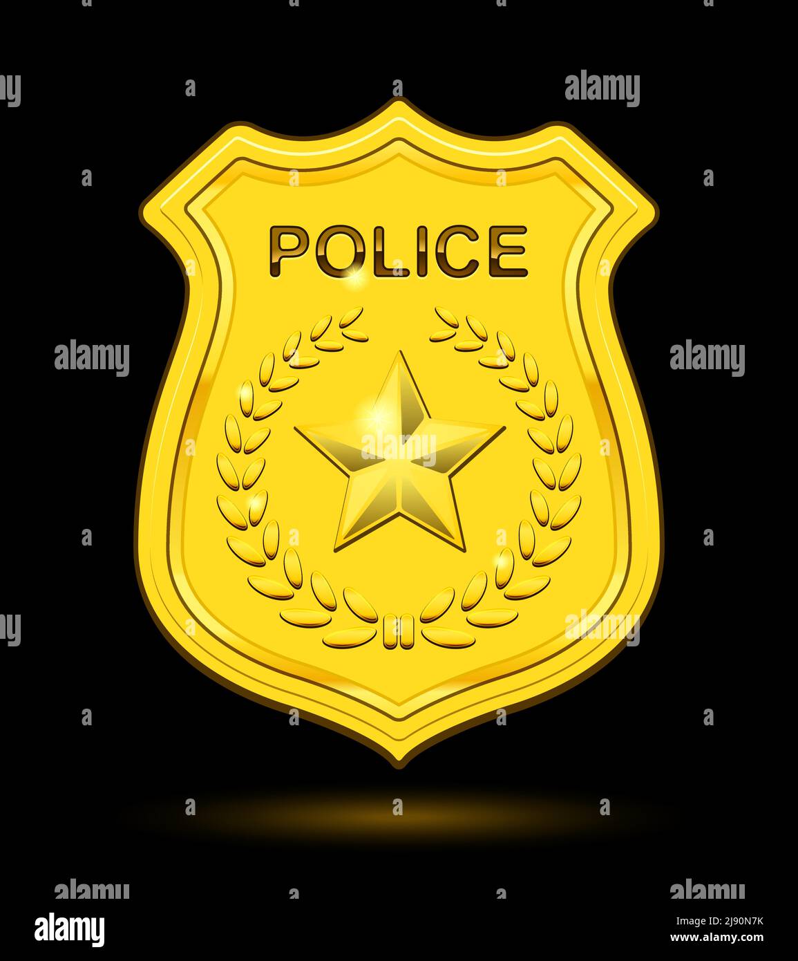 Gold Police Badge isolated on black background Stock Vector Image & Art ...