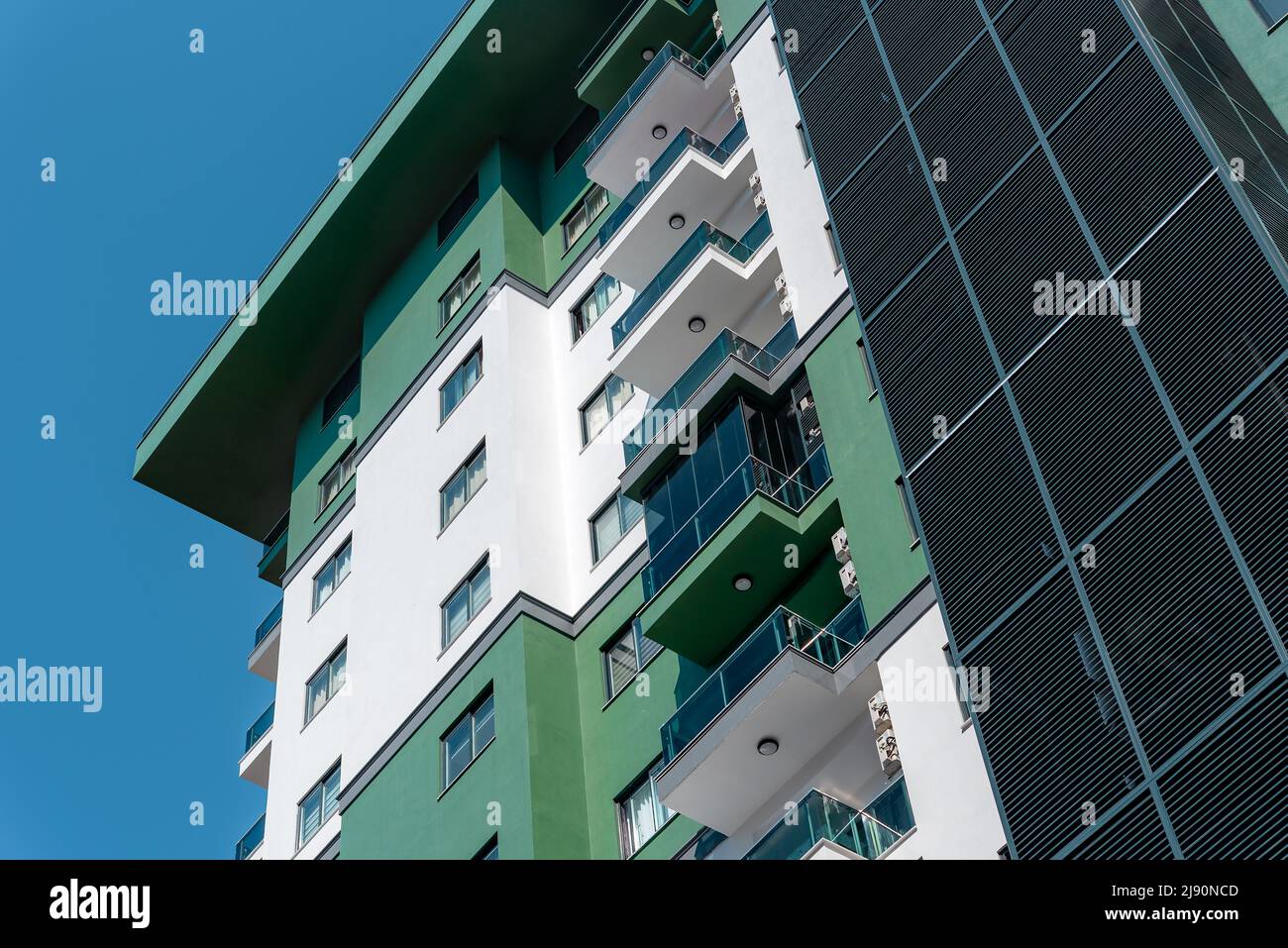 Fragment of a modern residential exterior of an apartment building ...