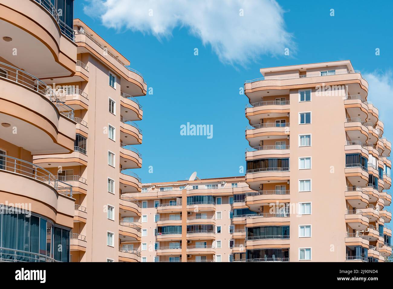 Fragments of the facades of modern multi-storey residential complexes ...