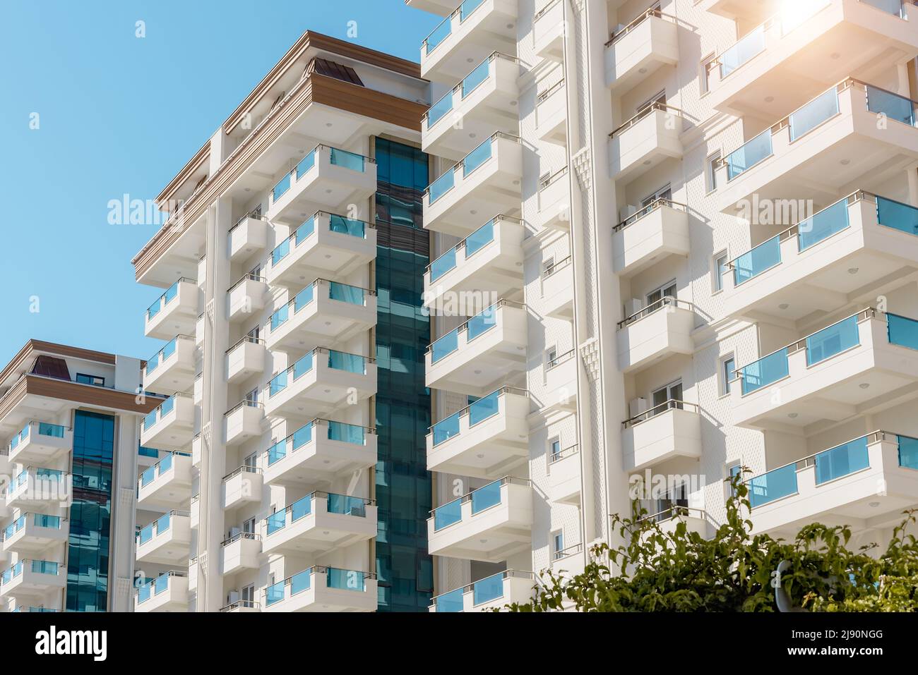 Parts of a modern high-rise building in a residential complex, Turkey ...