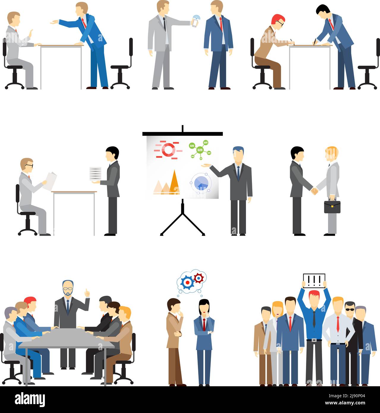 Business peoples in different poses for teamwork, meetings and ...