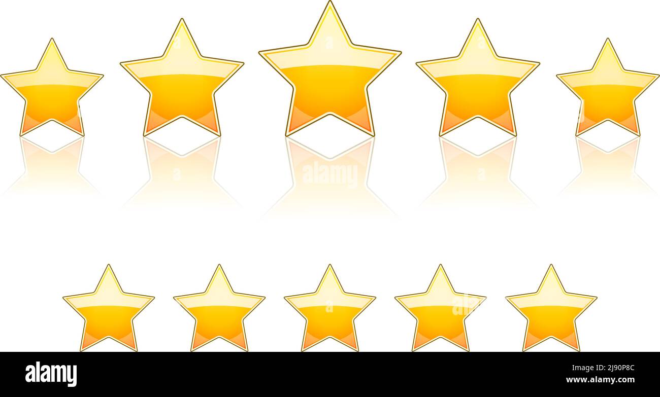 5 gold stars Vector Illustration isolated on white Stock Vector Image ...