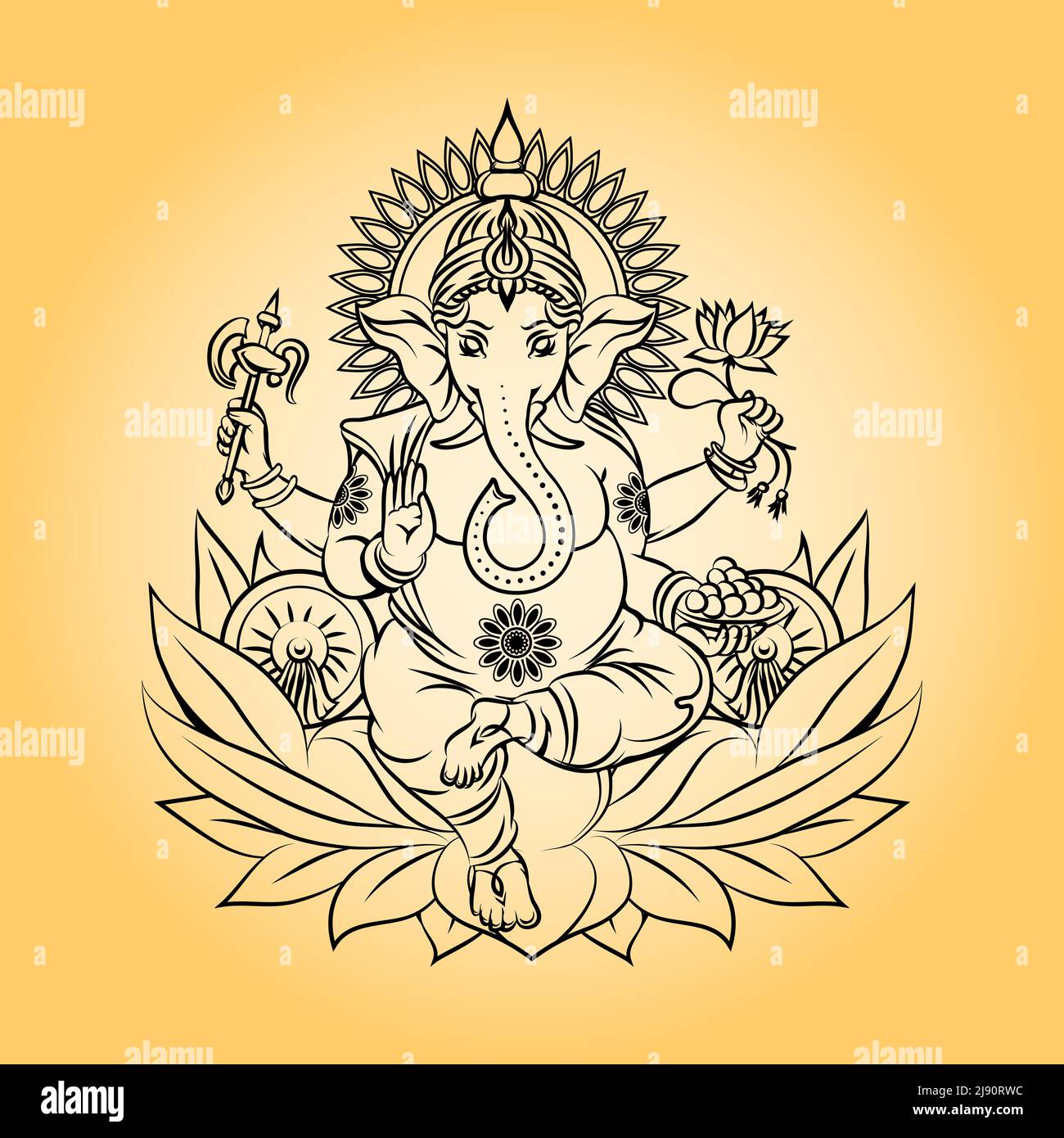 Ganesha golden statue Stock Vector Images - Alamy