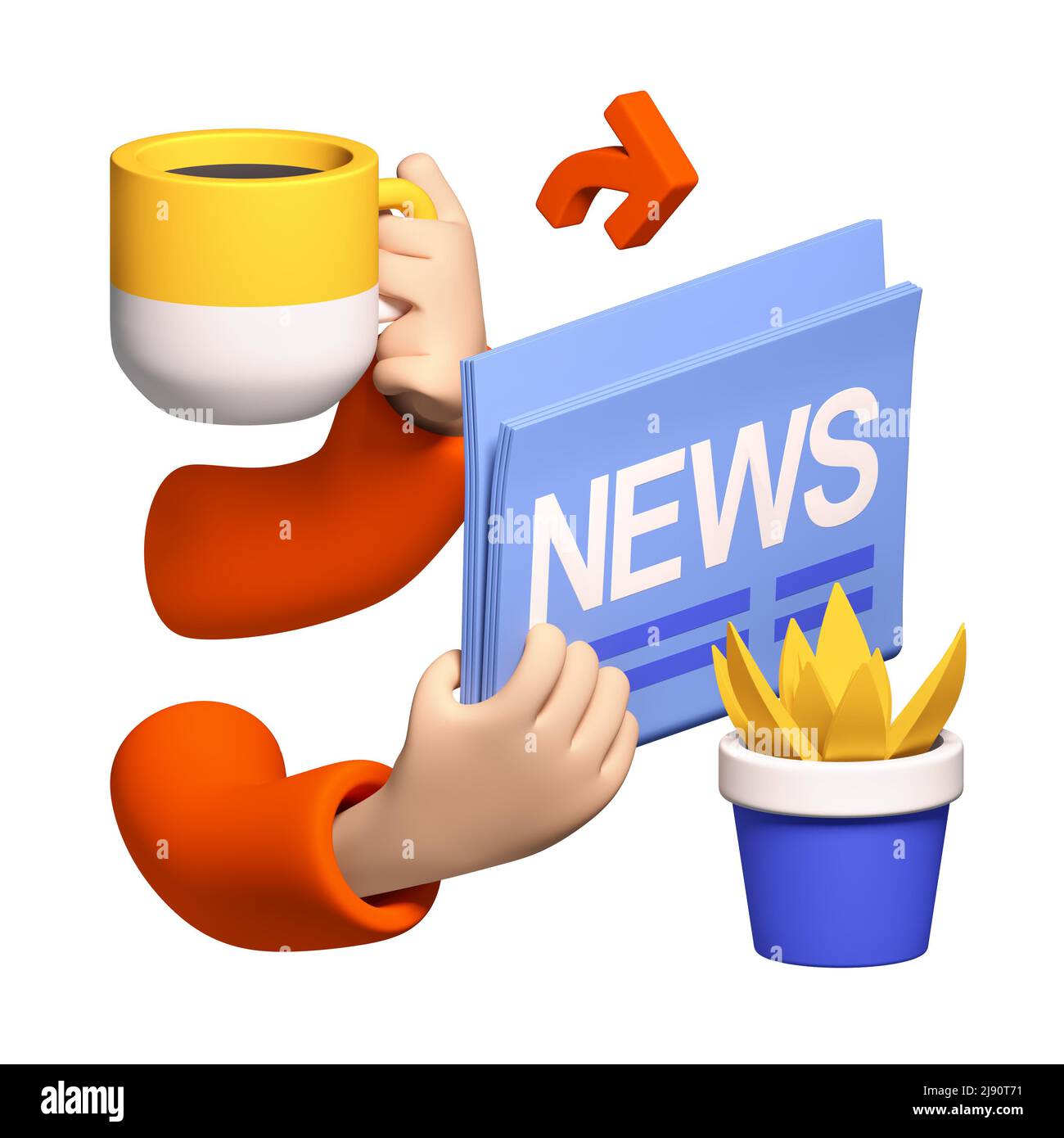 Read the latest press - modern realistic colorful 3d illustration Stock ...