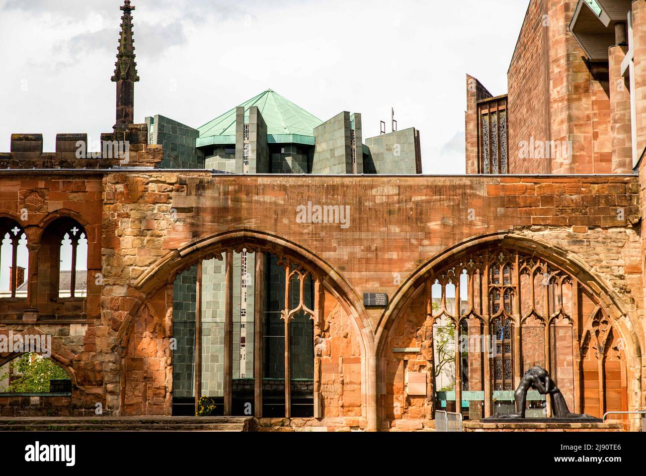The ruin of Coventry Cathedral, destroyed in 1940, during the Blitz in ...