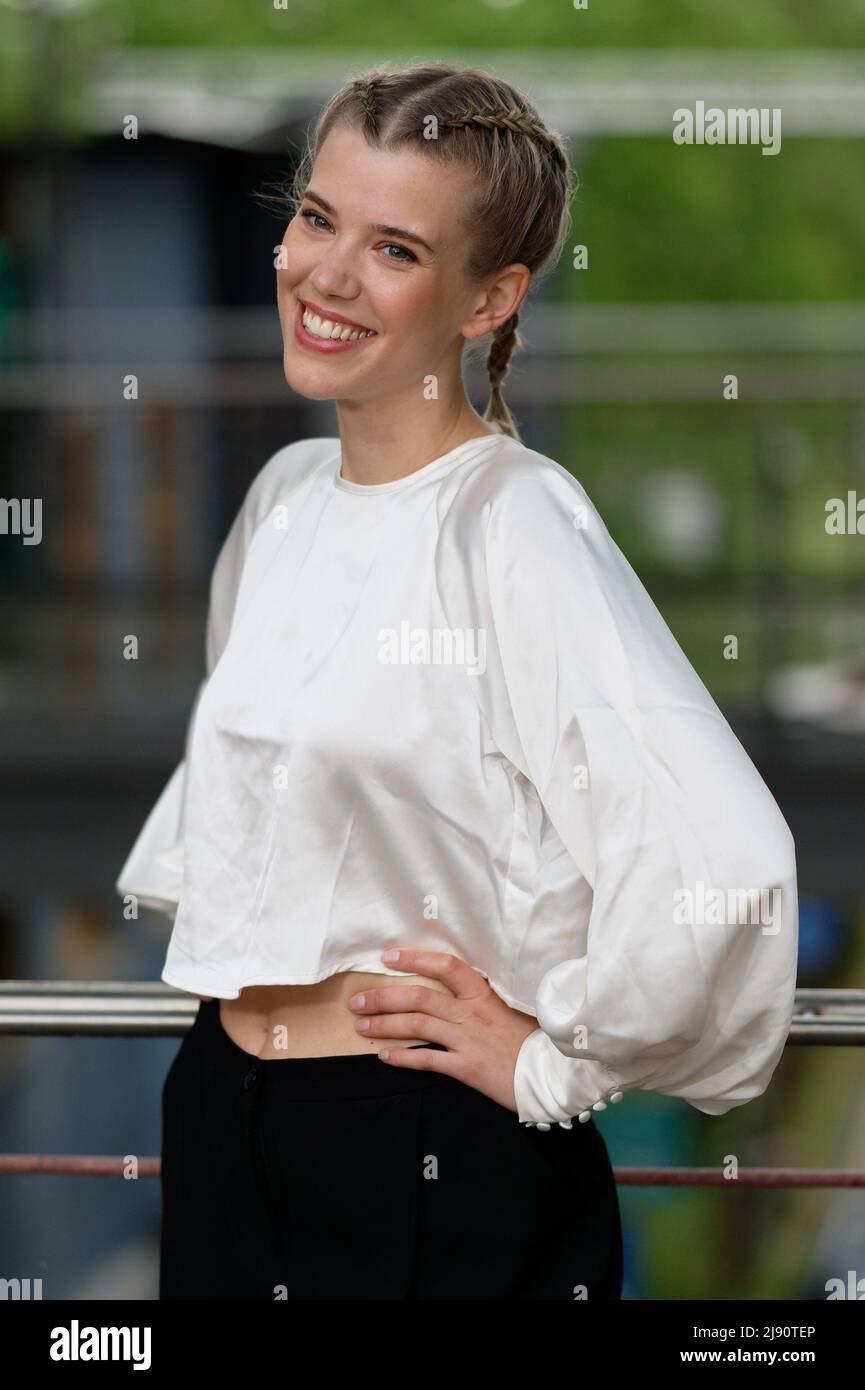 Cologne, Germany. 19th May, 2022. Actress Sina Zadra stands at a press ...