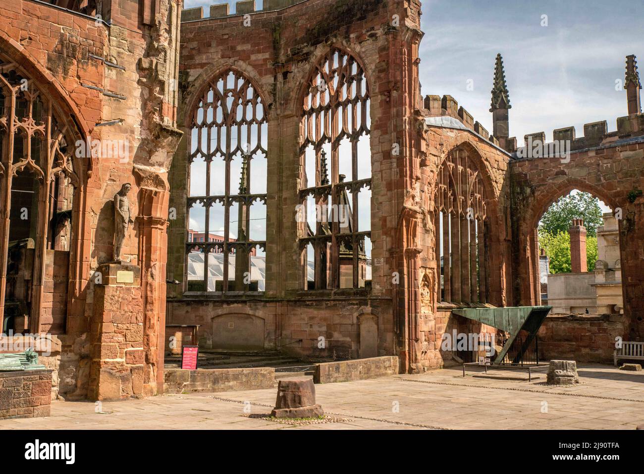 The ruin of Coventry Cathedral, destroyed in 1940, during the Blitz in ...