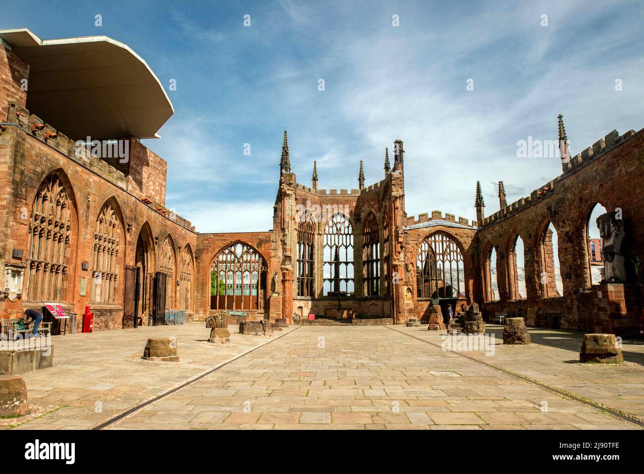 The ruin of Coventry Cathedral, destroyed in 1940, during the Blitz in ...