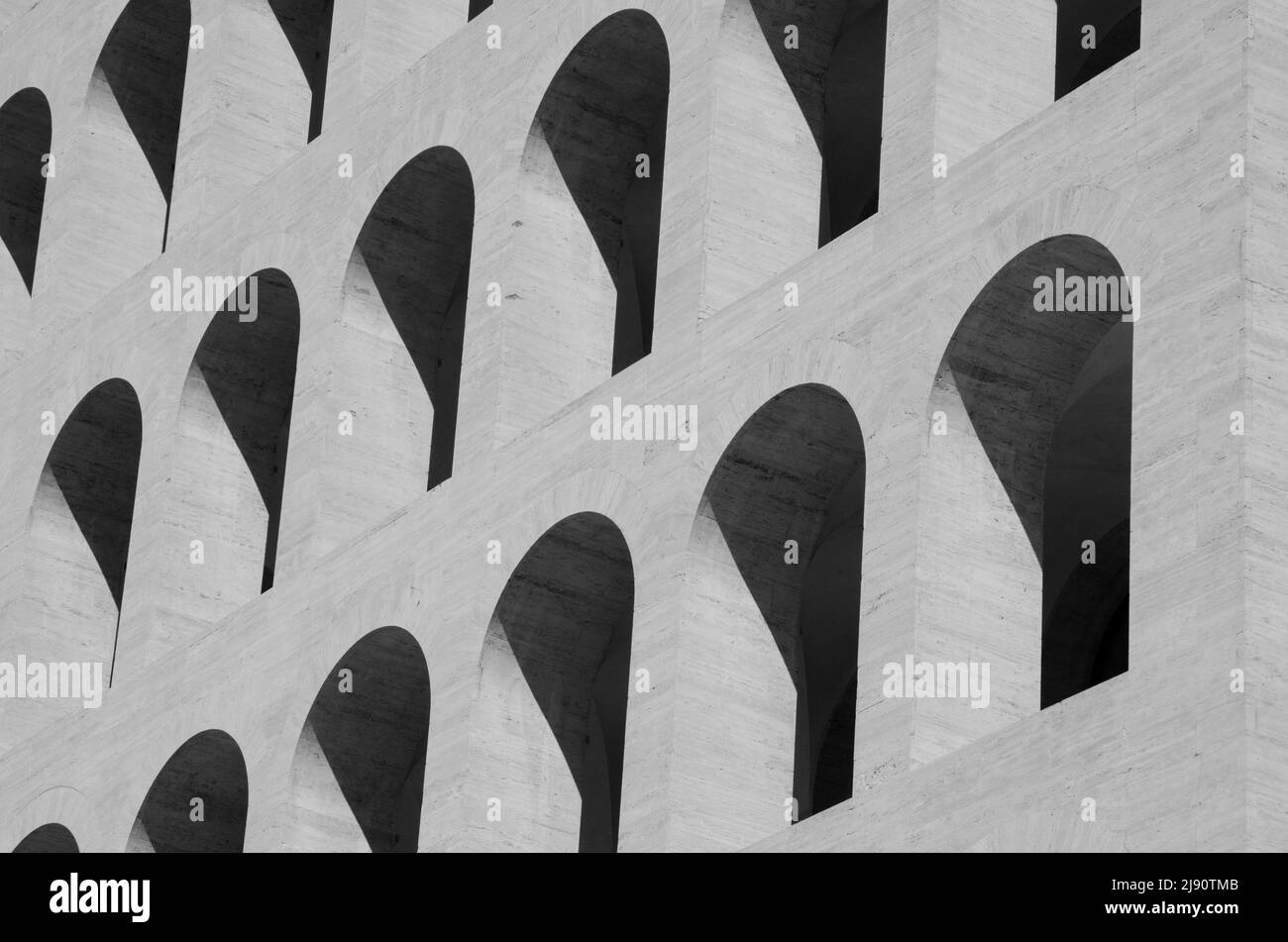 Rome, Italy. March 2019. EUR district. The symmetry of the arches of ...