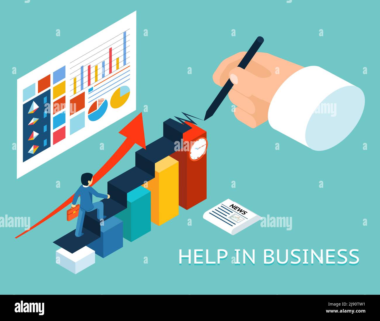 Business mentor help partner. Isometric 3d vector illustration ...