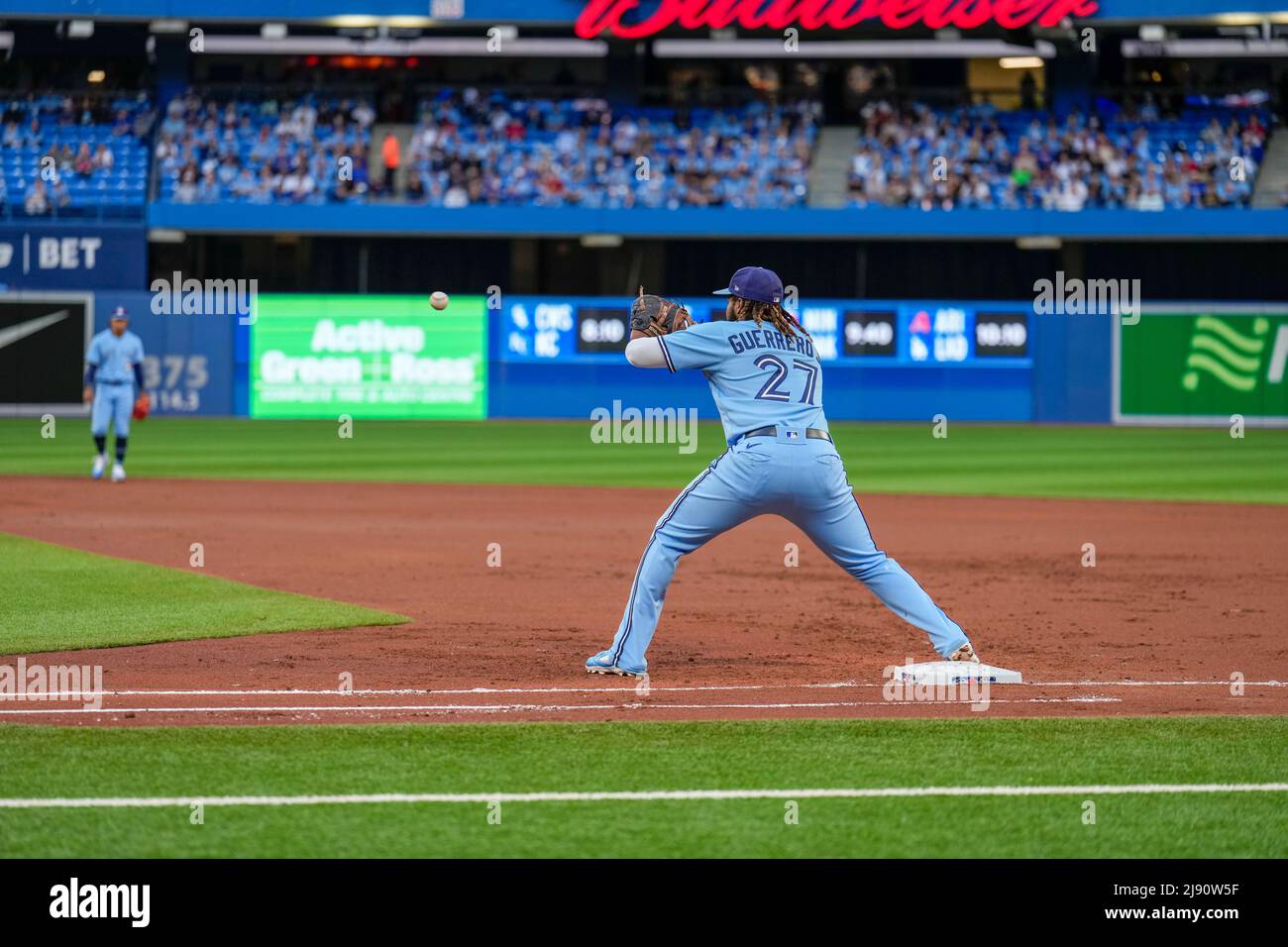 Toronto Blue Jay Infielder Vladimir Guerrero Jr. (27) Catches The Ball