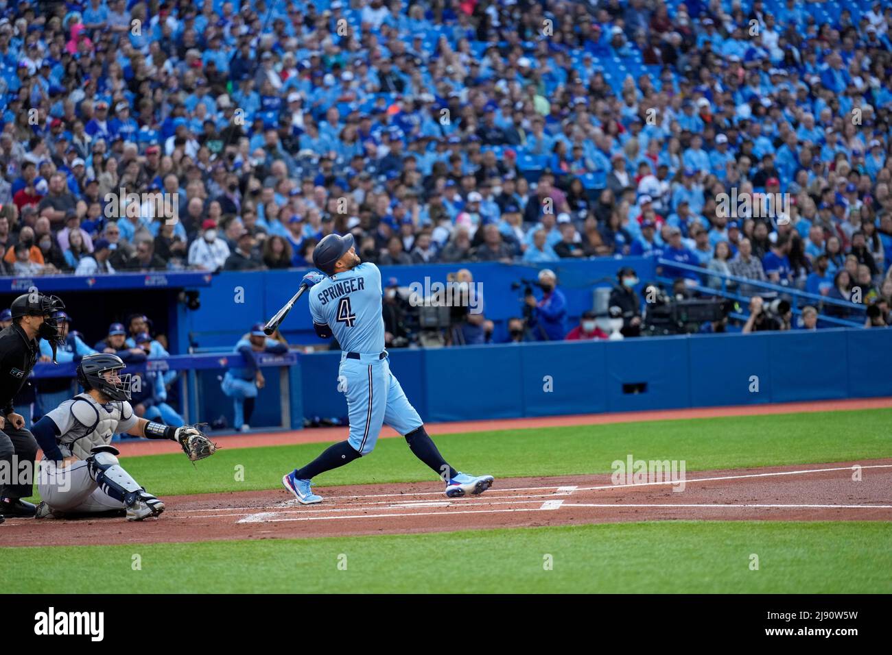 Toronto Blue Jay Outfielder George Springer 4 Base Hit During An Mlb