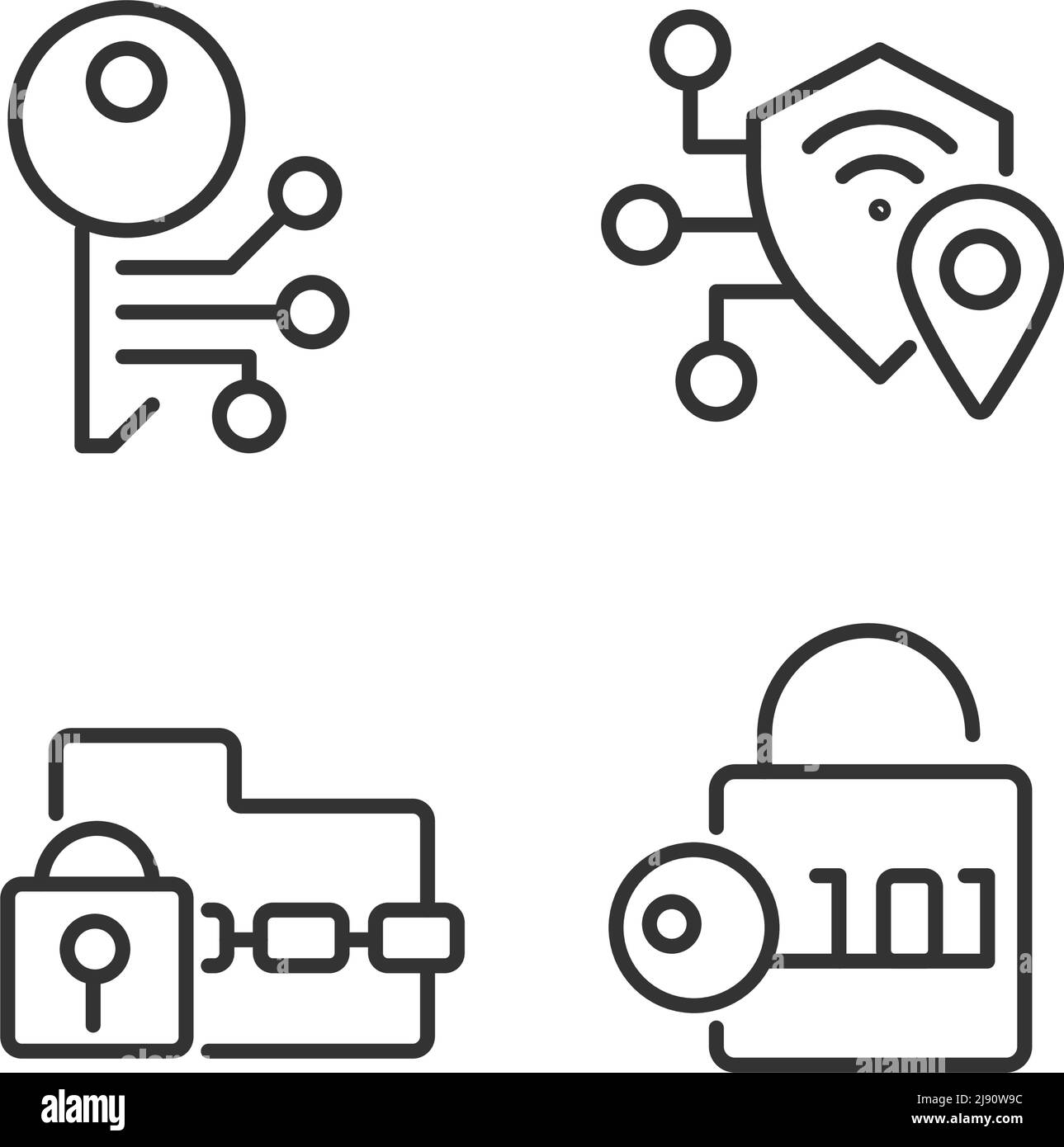 Virtual security line icons Cut Out Stock Images & Pictures - Alamy