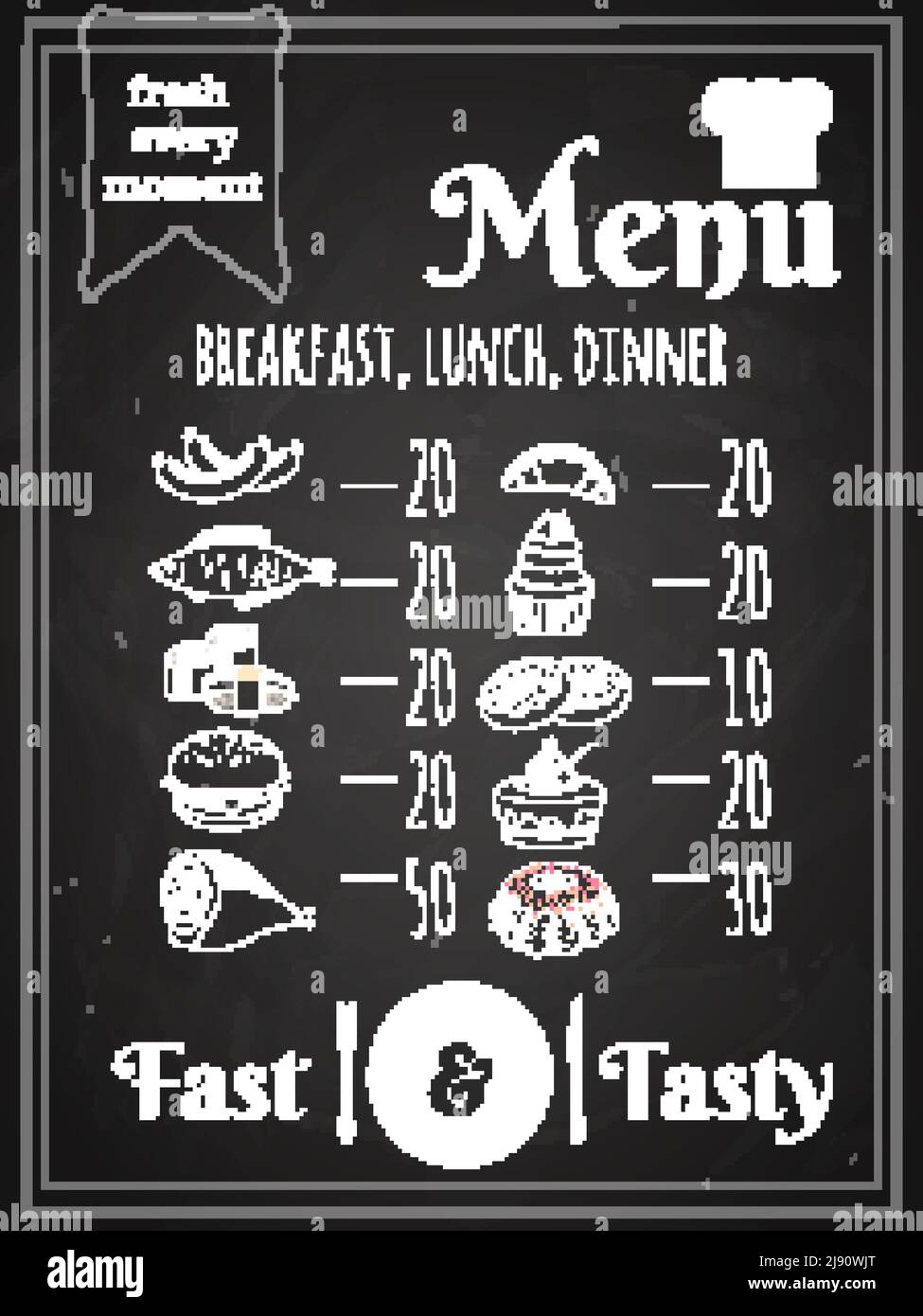 Lunch or Dinner Food Menu Poster Design Written on Chalkboard Stock ...