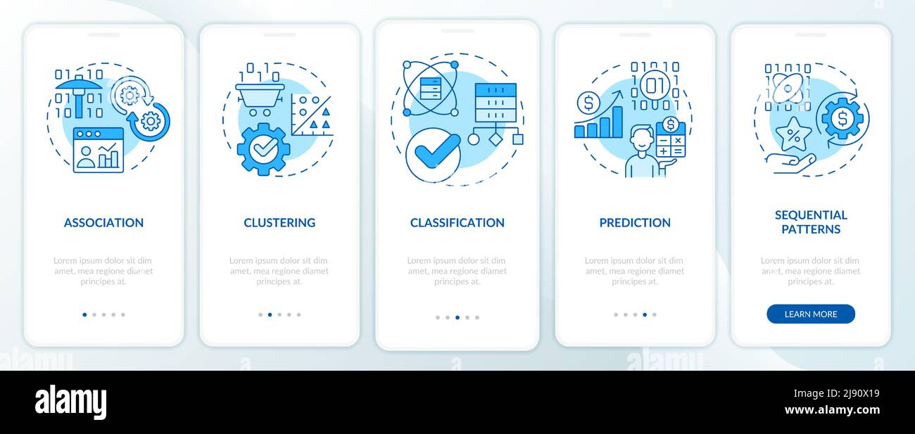 Data mining techniques blue onboarding mobile app screen Stock Vector Image & Art - Alamy