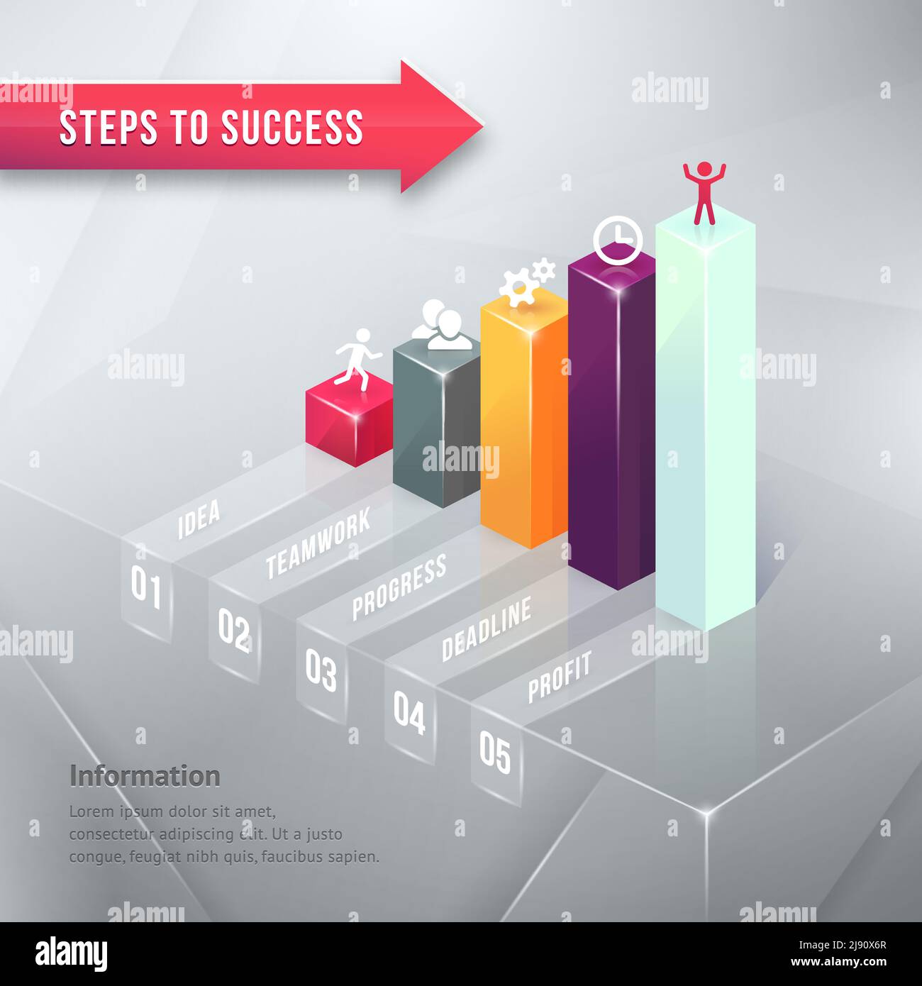 Road to Success Colored Business Chart Infographic Element Isolated on ...