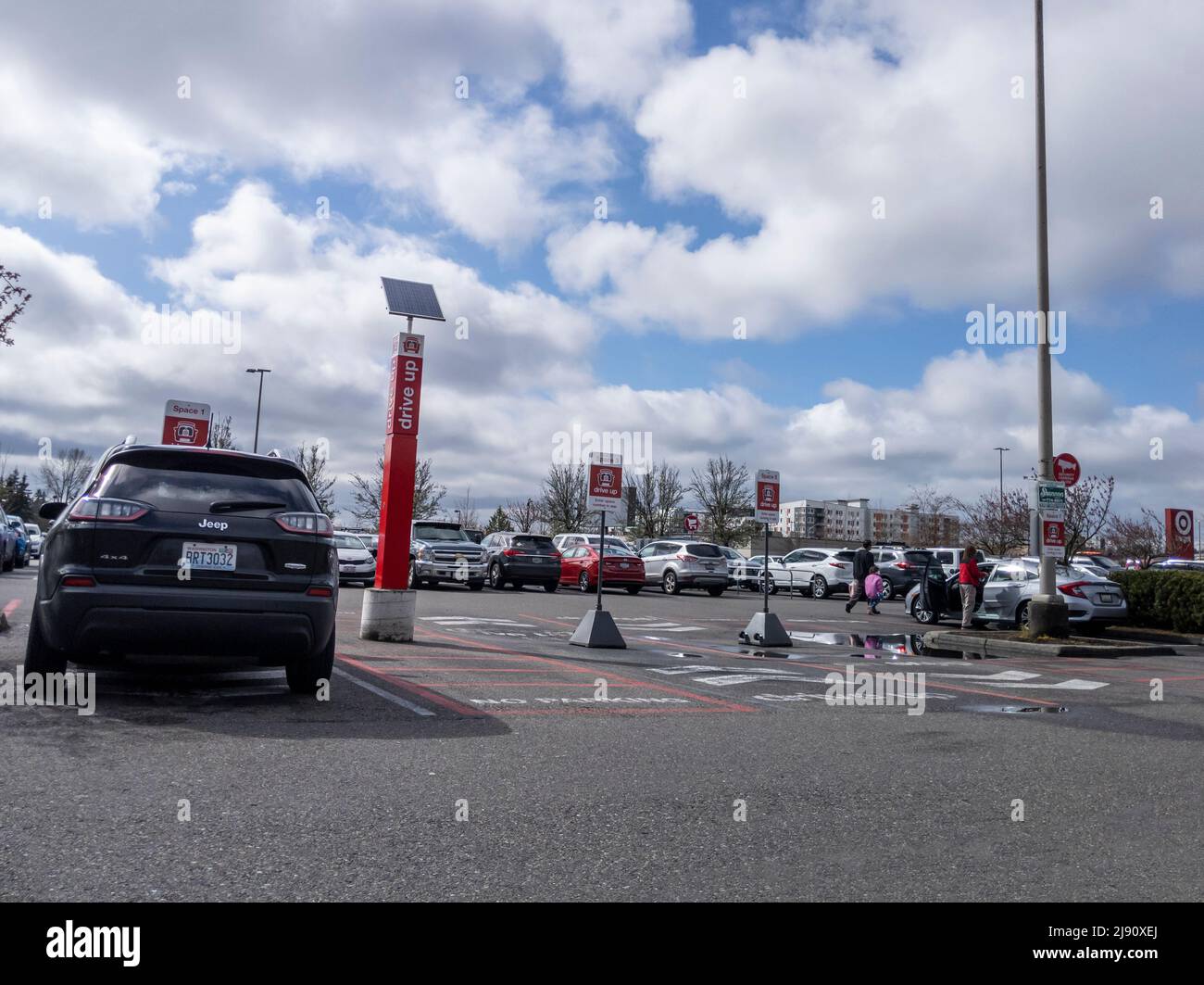 Lynnwood, WA USA - circa March 2022: Angled view of parking for online ...