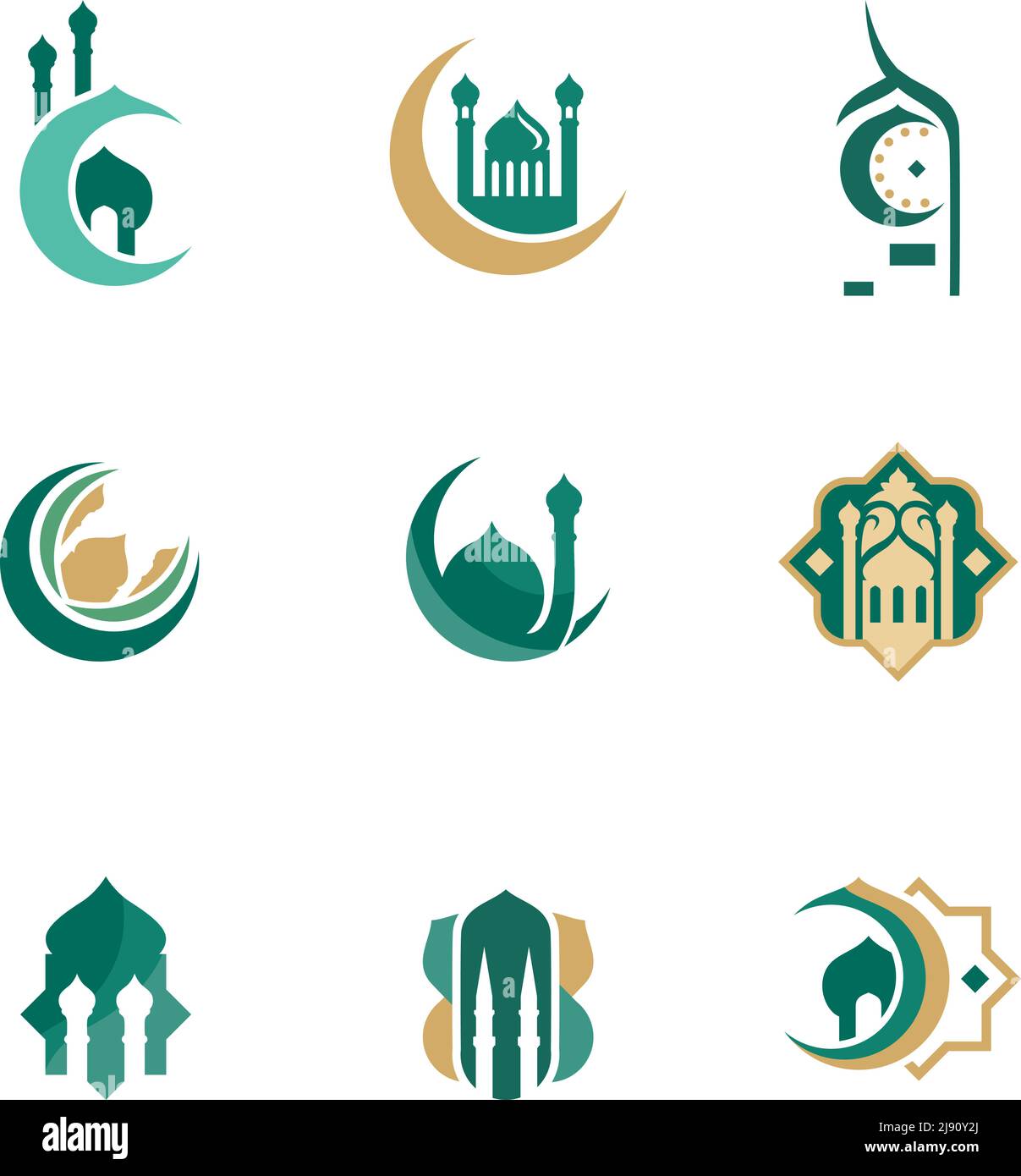 Muslim symbols with halfmoon and minarets Stock Vector Image & Art - Alamy