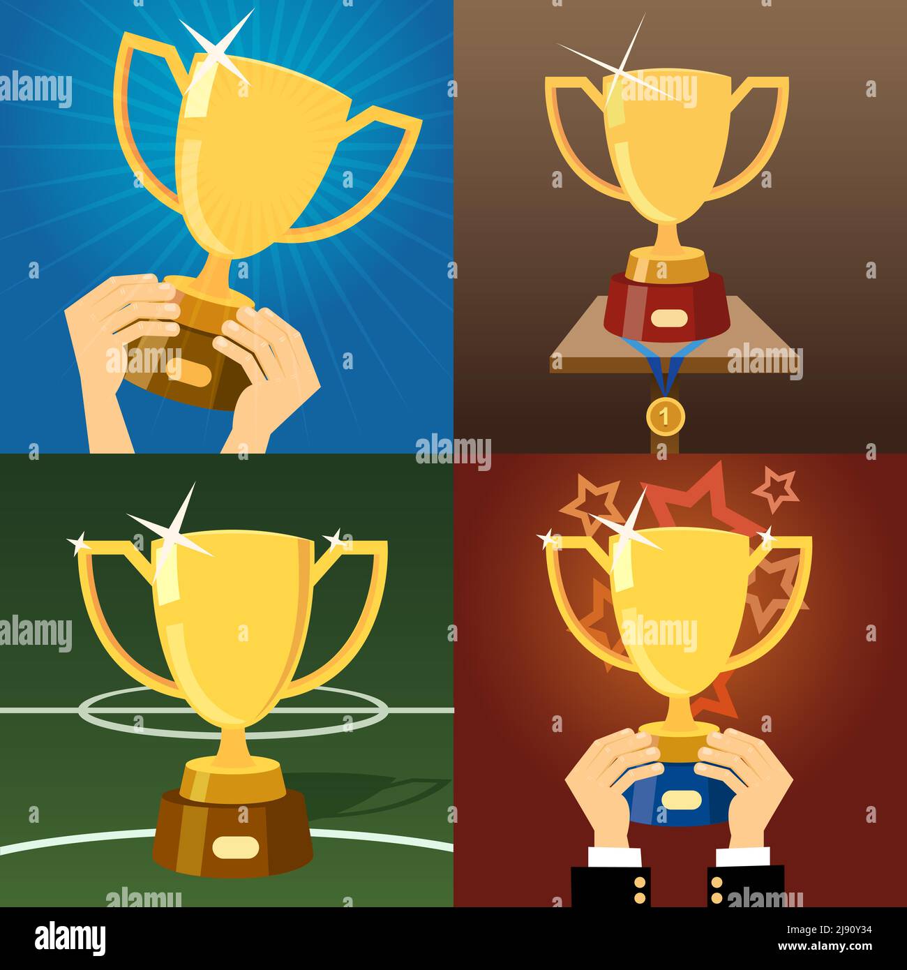 Four golden trophies Stock Vector Images - Alamy