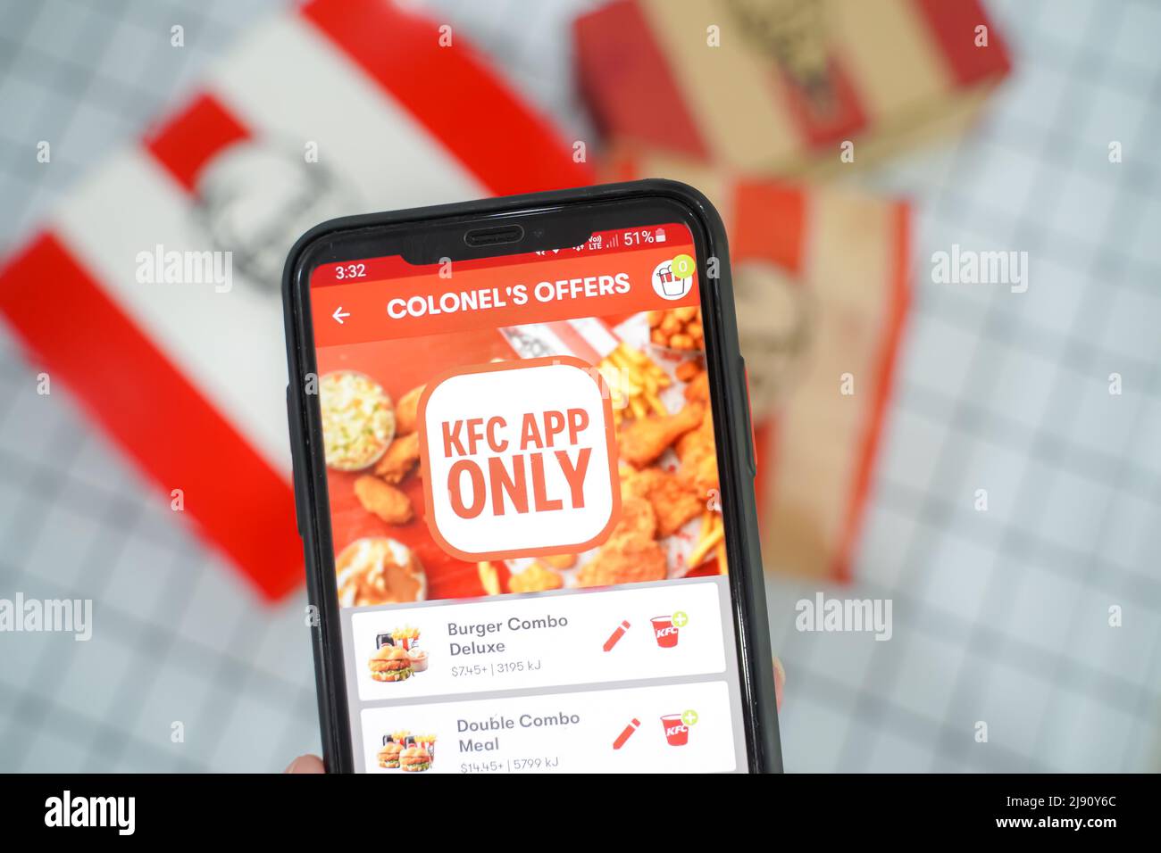 Ayutthaya,Thailand - Apr 06,2022: KFC Hamburger and Fried Chicken set ...