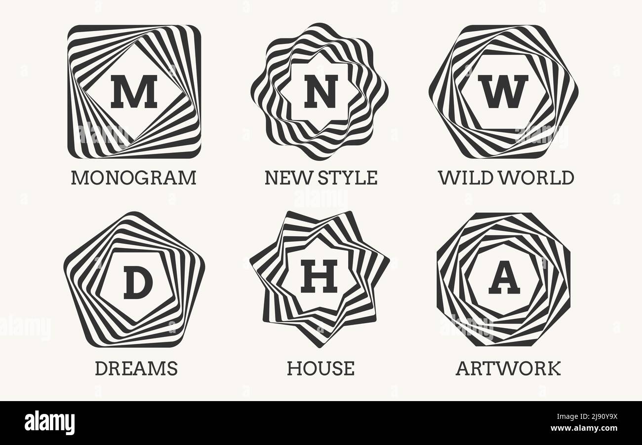 Line art logo design or monogram. Sign ornament, frame and art ...