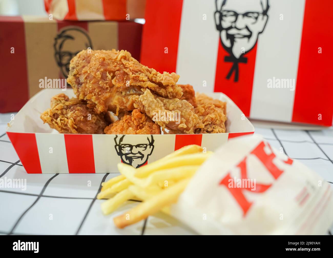 Ayutthaya,Thailand - Apr 06,2022: KFC Hamburger and Fried Chicken set ...