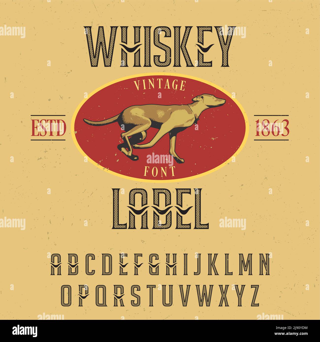Finest Whiskey Typeface Poster with decoration on beige background ...