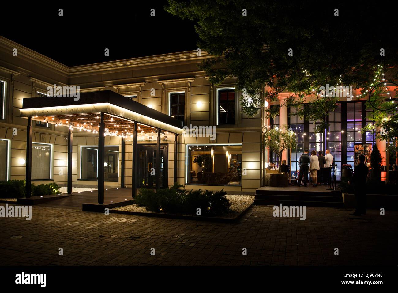Dusk evening night sign front entrance hi-res stock photography and ...