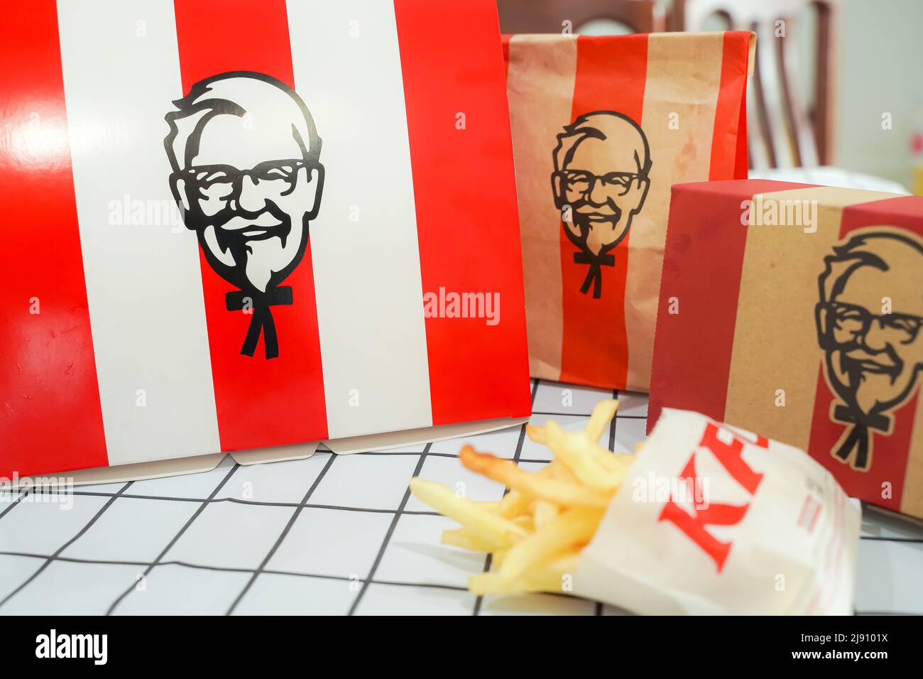 Ayutthaya,Thailand - Apr 06,2022: KFC Hamburger and Fried Chicken set ...