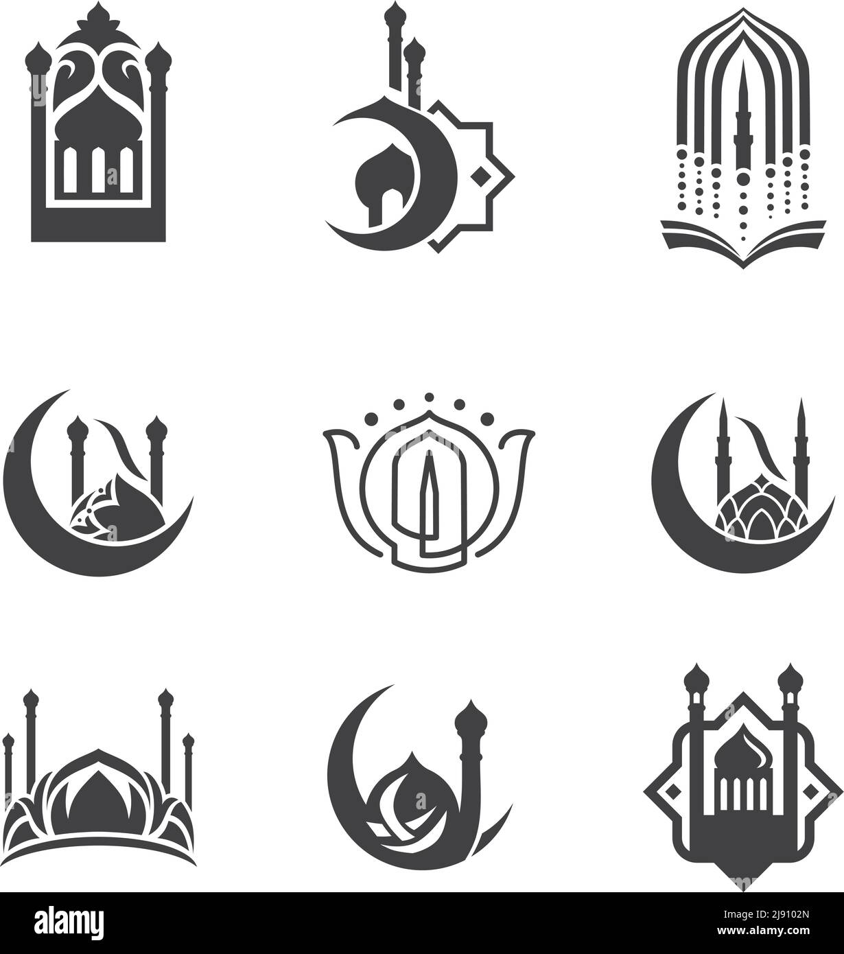 Muslim symbols with halfmoon and minarets Stock Vector Image & Art - Alamy