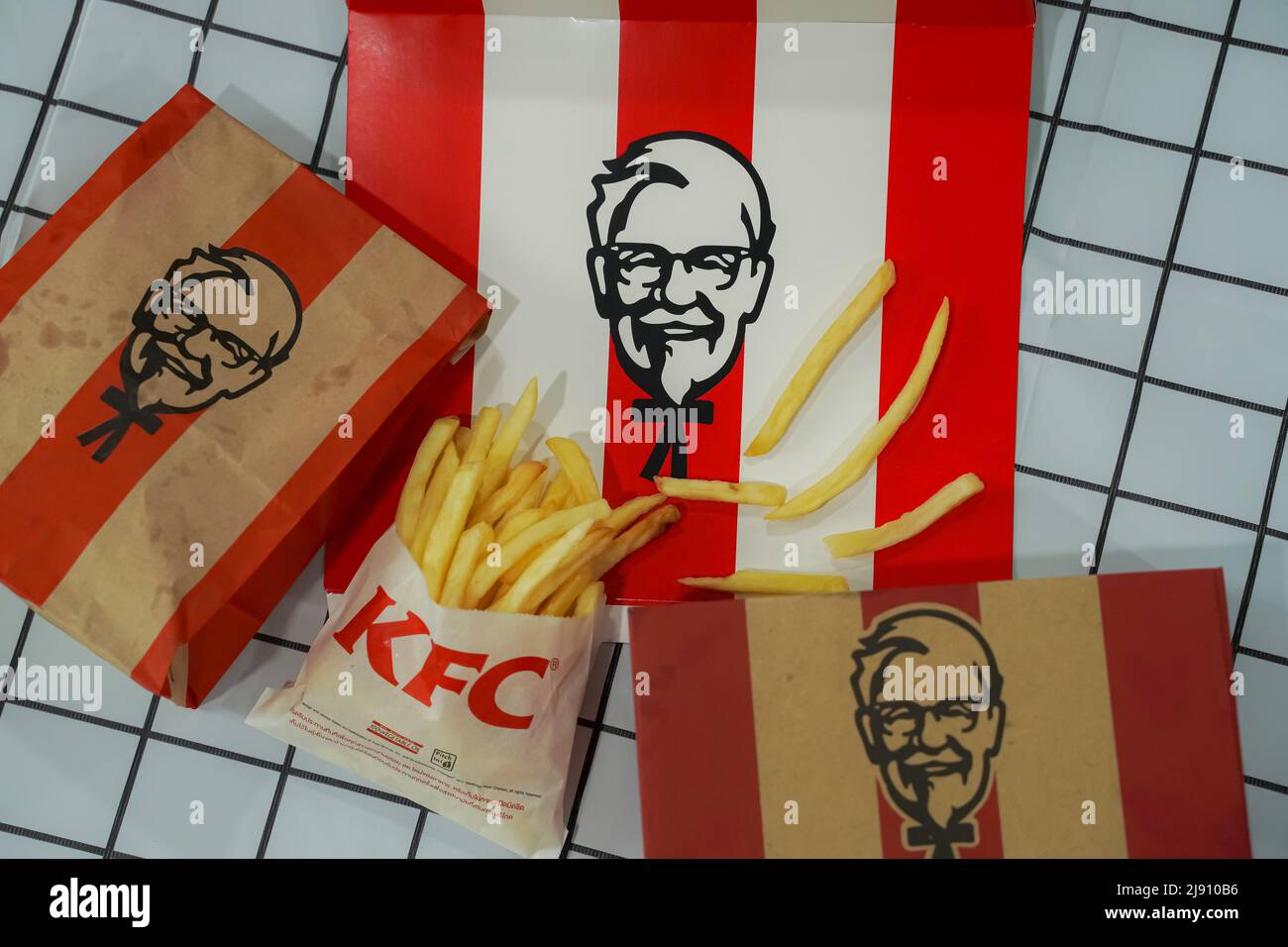 Ayutthaya,Thailand - Apr 06,2022: KFC Hamburger and Fried Chicken set ...