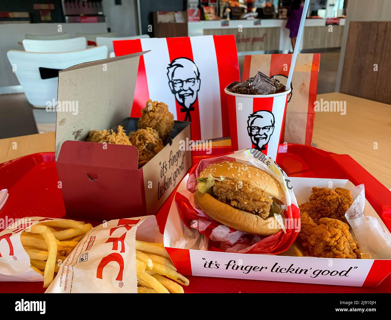 Ayutthaya,Thailand - Apr 06,2022: KFC Hamburger and Fried Chicken set ...