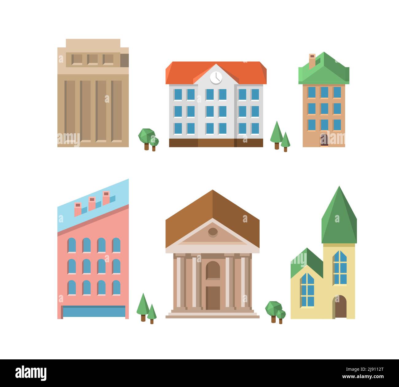 Set of buildings. Vector 3d houses. Home and architecture, icon ...