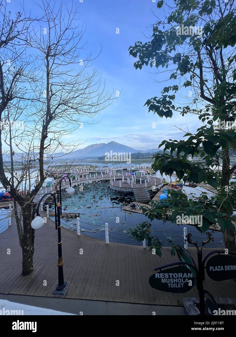 view of Situ Bagendit is a famous tourist spot in Garut with mountain ...