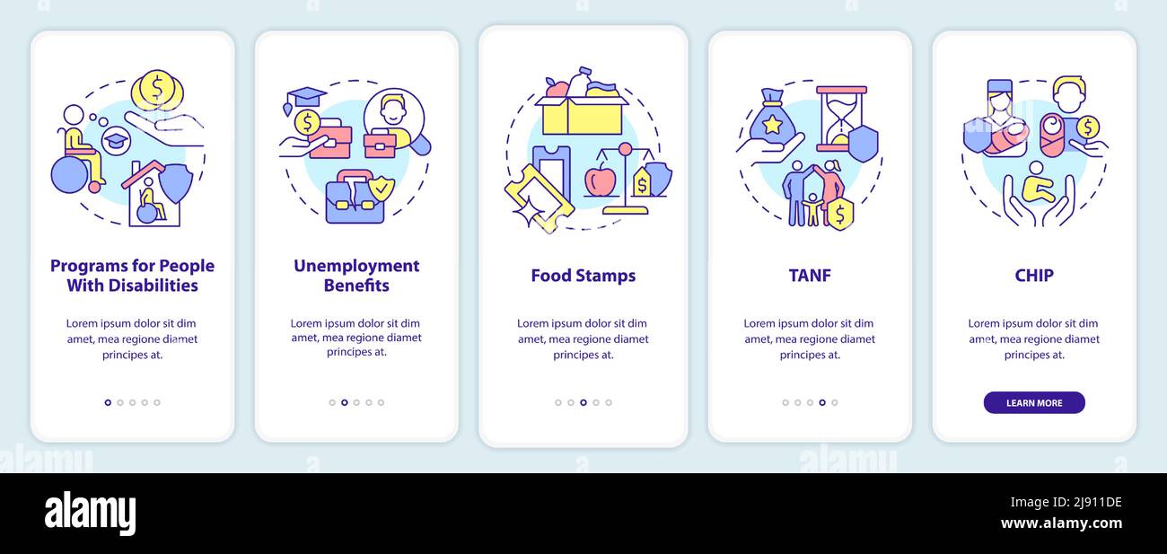Government benefits onboarding mobile app screen Stock Vector Image ...