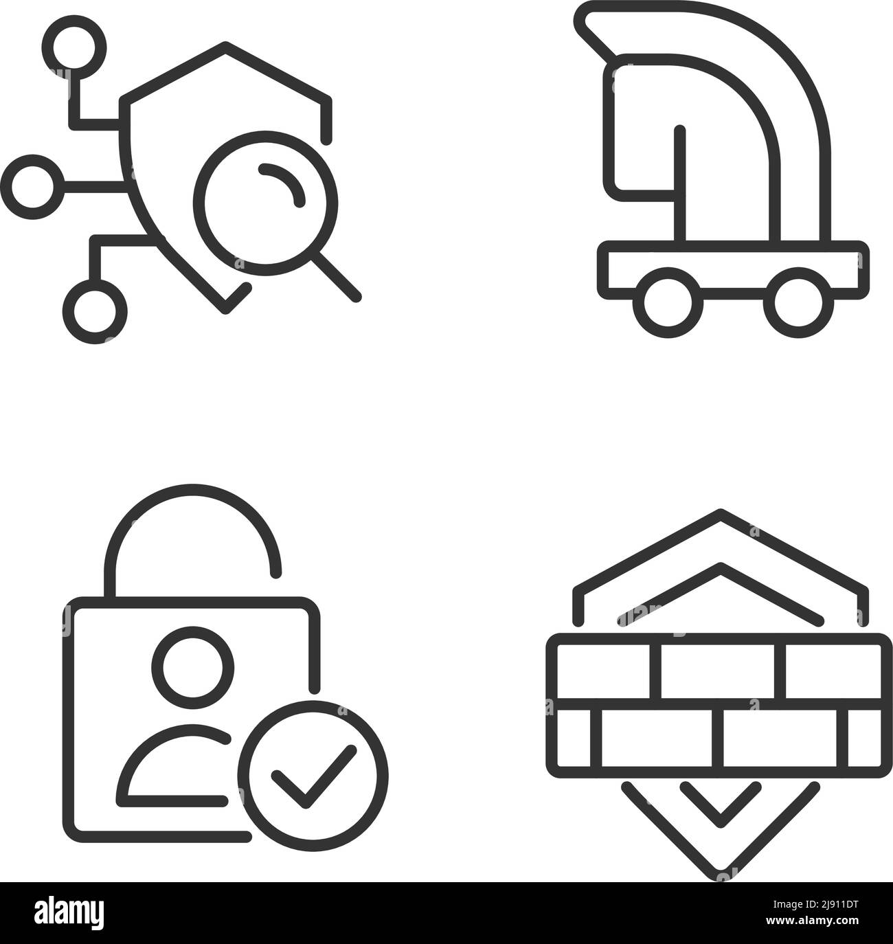 Online security measures pixel perfect linear icons set Stock Vector ...