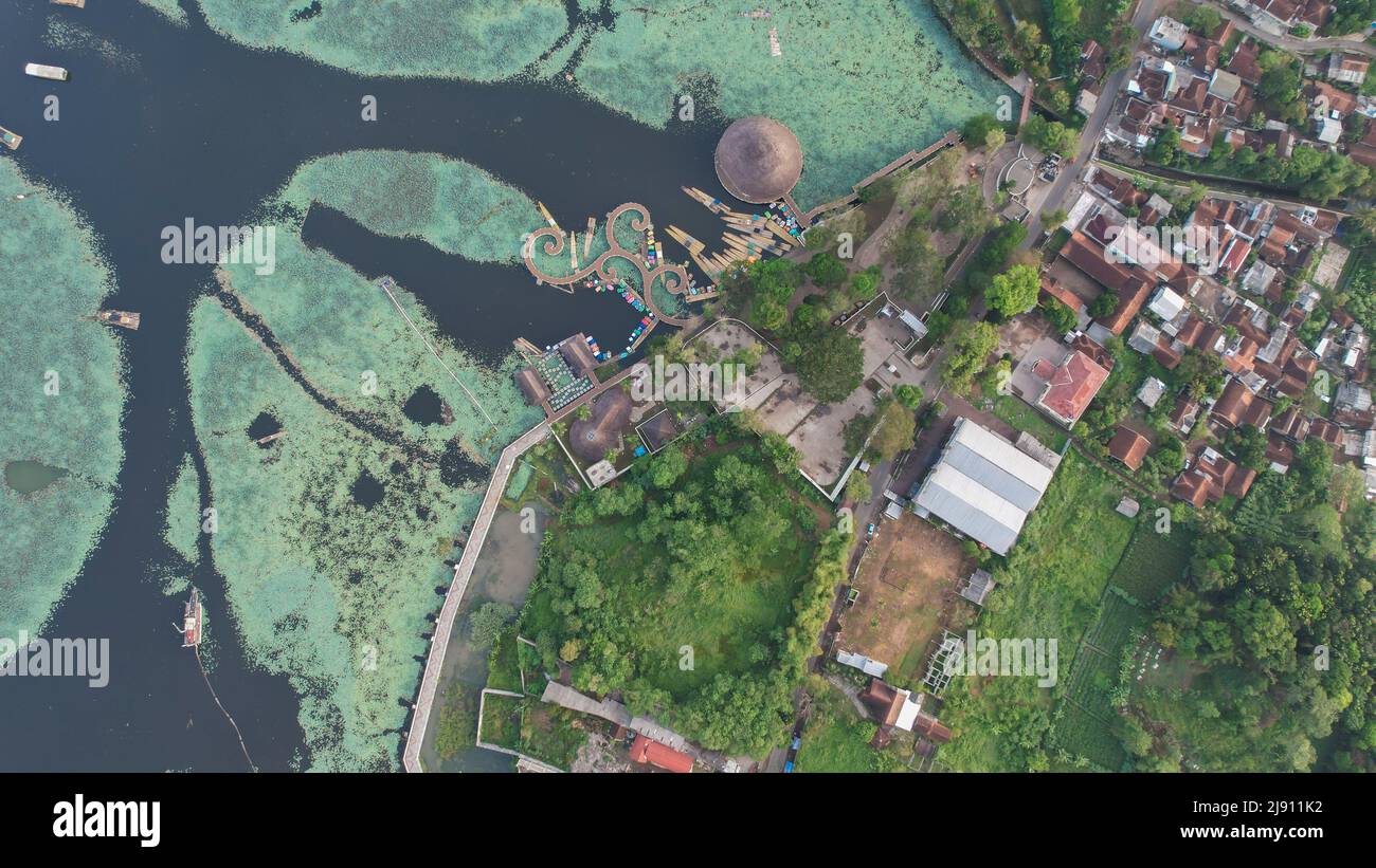 Aerial view of Situ Bagendit is a famous tourist spot in Garut with ...