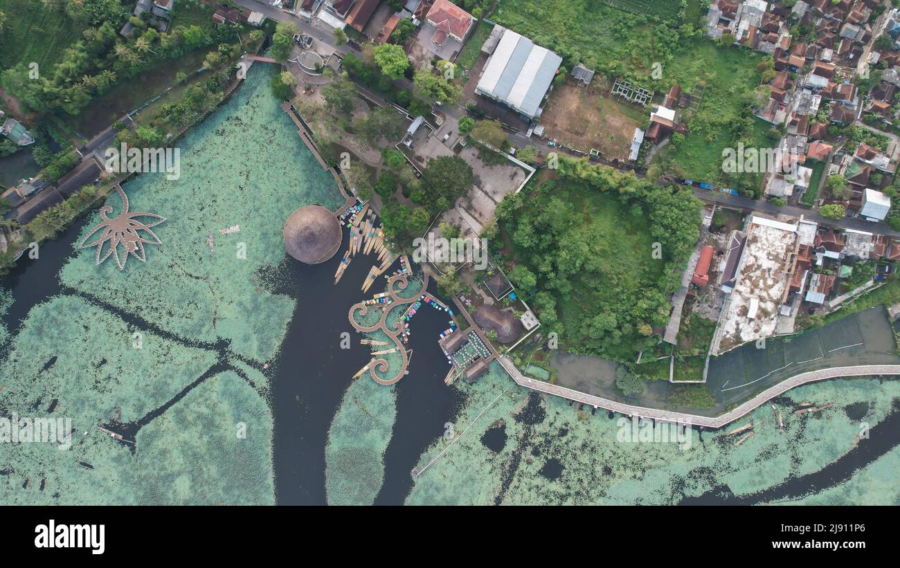 Aerial view of Situ Bagendit is a famous tourist spot in Garut with ...