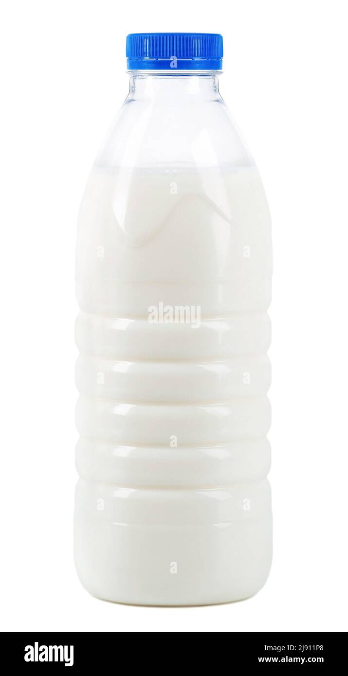 Plastic bottle with milk, isolated on white background. Milk bottle ...