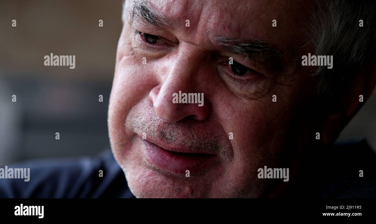 Depressed older man crying. Person in crisis. Middle-aged senior in ...