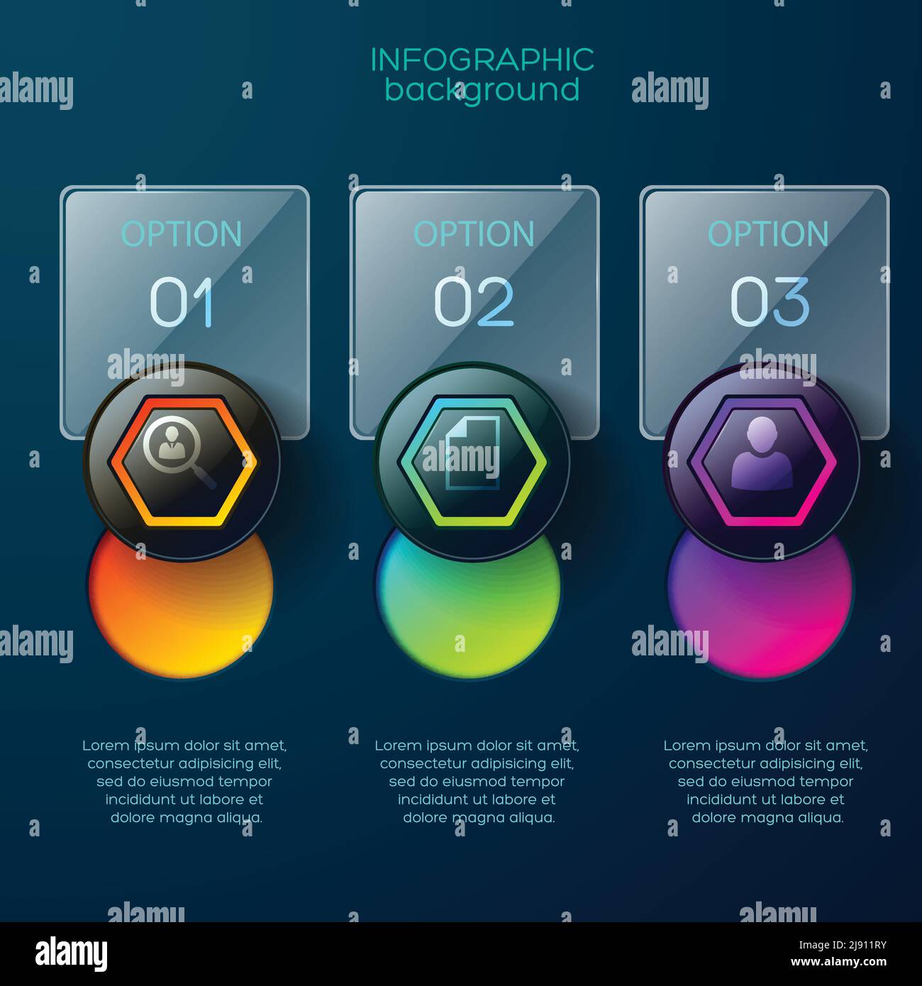Infographic business concept with three rectangular glossy option ...