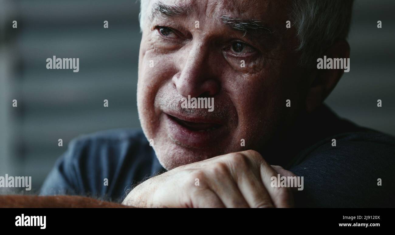 Desperate old man crying. Senior wiping tears in crisis Stock Photo - Alamy
