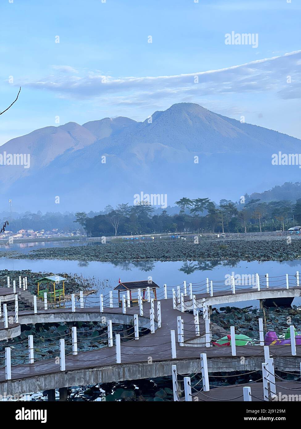view of Situ Bagendit is a famous tourist spot in Garut with mountain ...