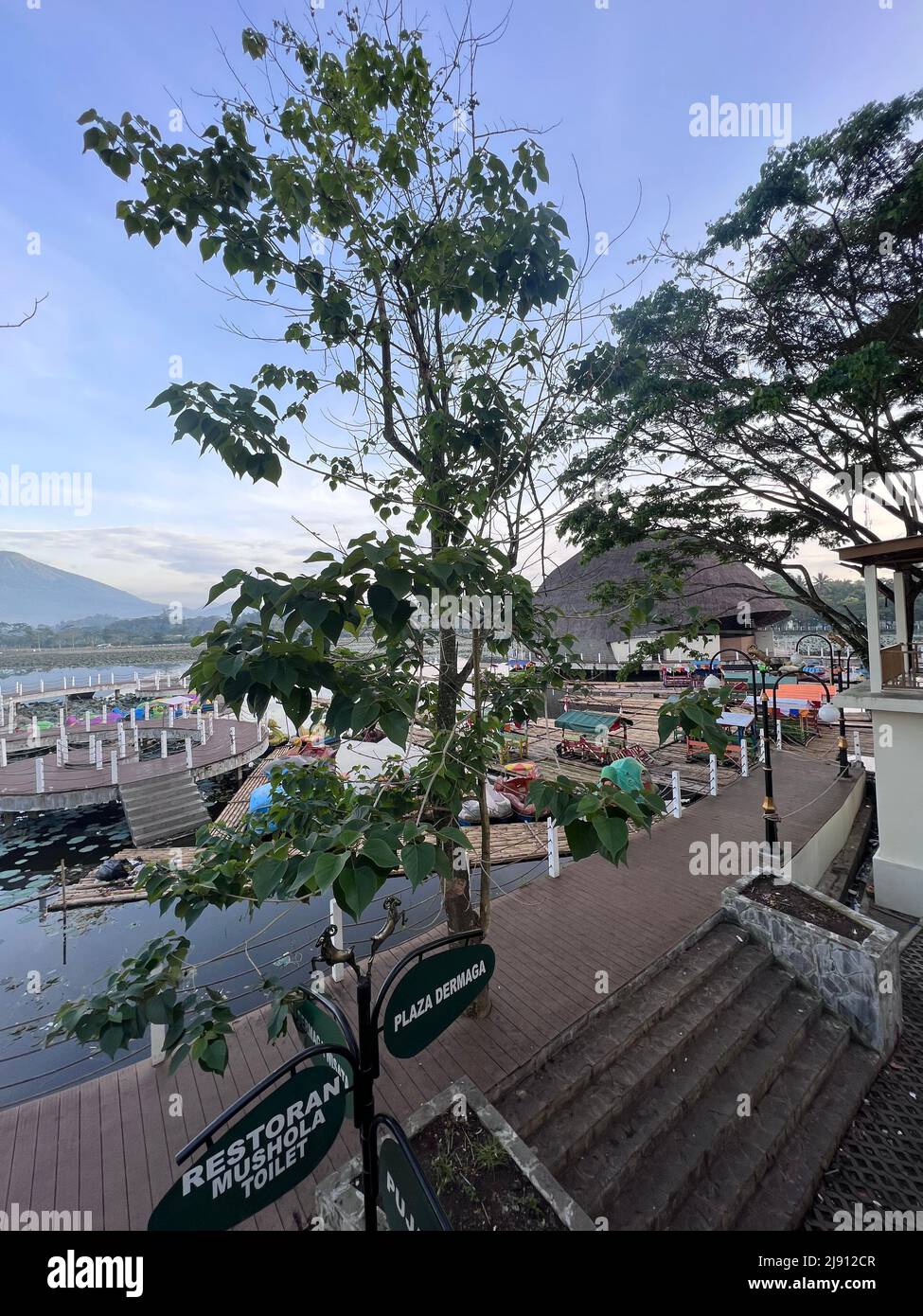 view of Situ Bagendit is a famous tourist spot in Garut with mountain ...