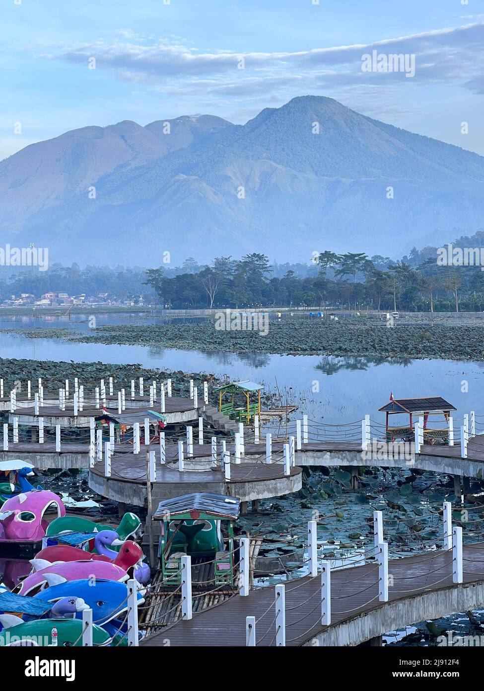 view of Situ Bagendit is a famous tourist spot in Garut with mountain ...