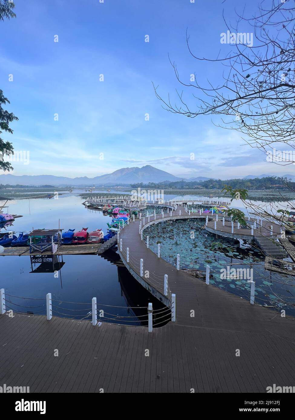 view of Situ Bagendit is a famous tourist spot in Garut with mountain ...