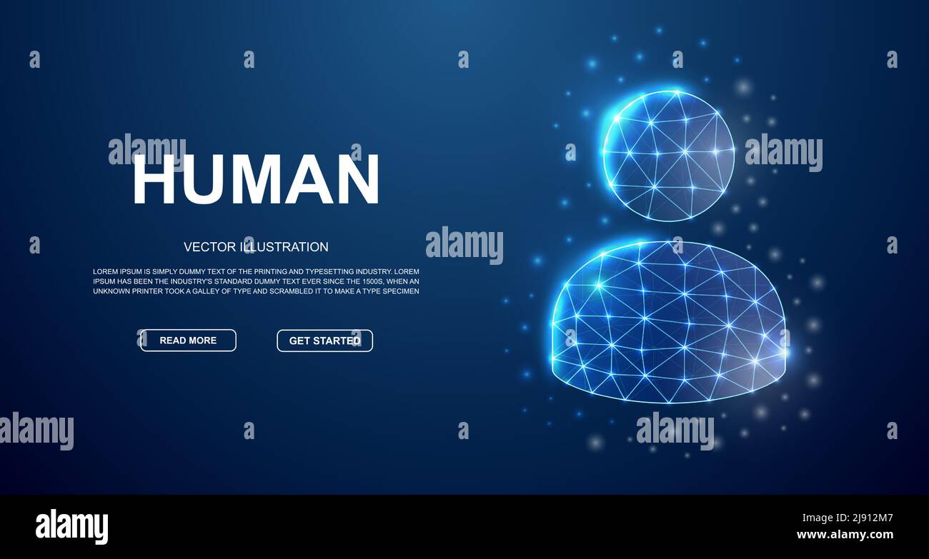 User avatar 3d low poly symbol with connected dots for blue landing ...