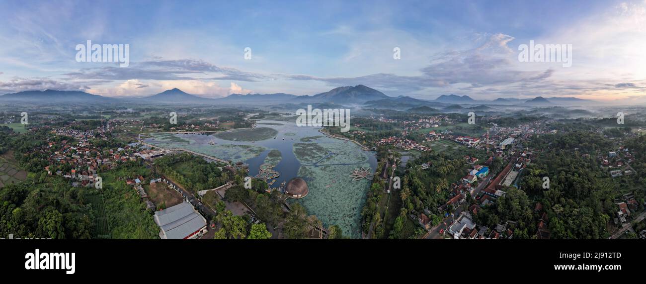 Aerial view of Situ Bagendit is a famous tourist spot in Garut with ...